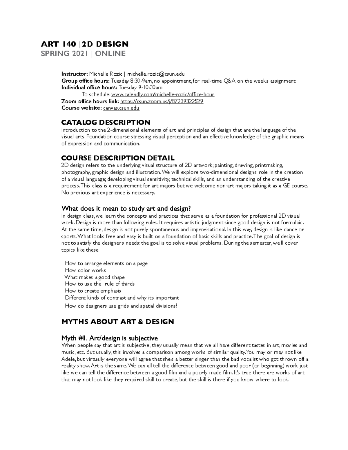 2021 ART140 Syllabus Rev - ART 140 | 2D DESIGN SPRING 2021 | ONLINE ...