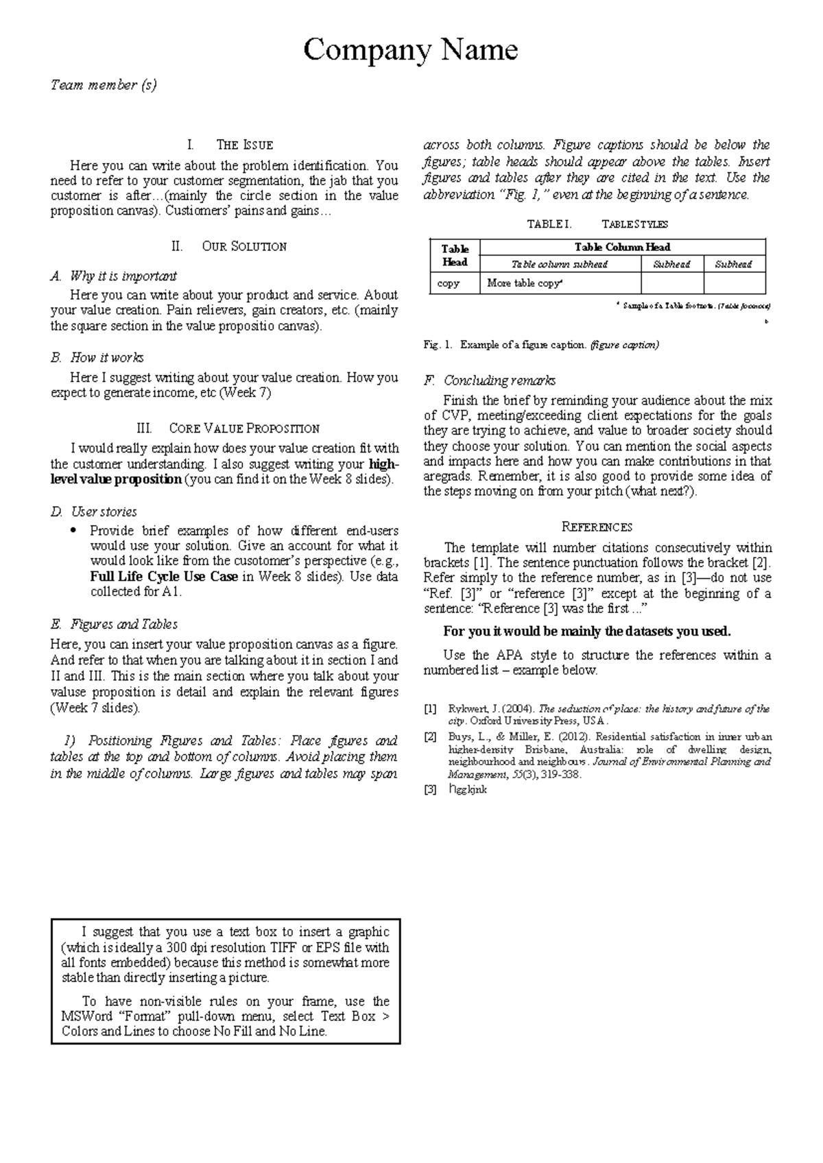 A2 submission format - adapted from IEEE-6 - Company Name Team member ...