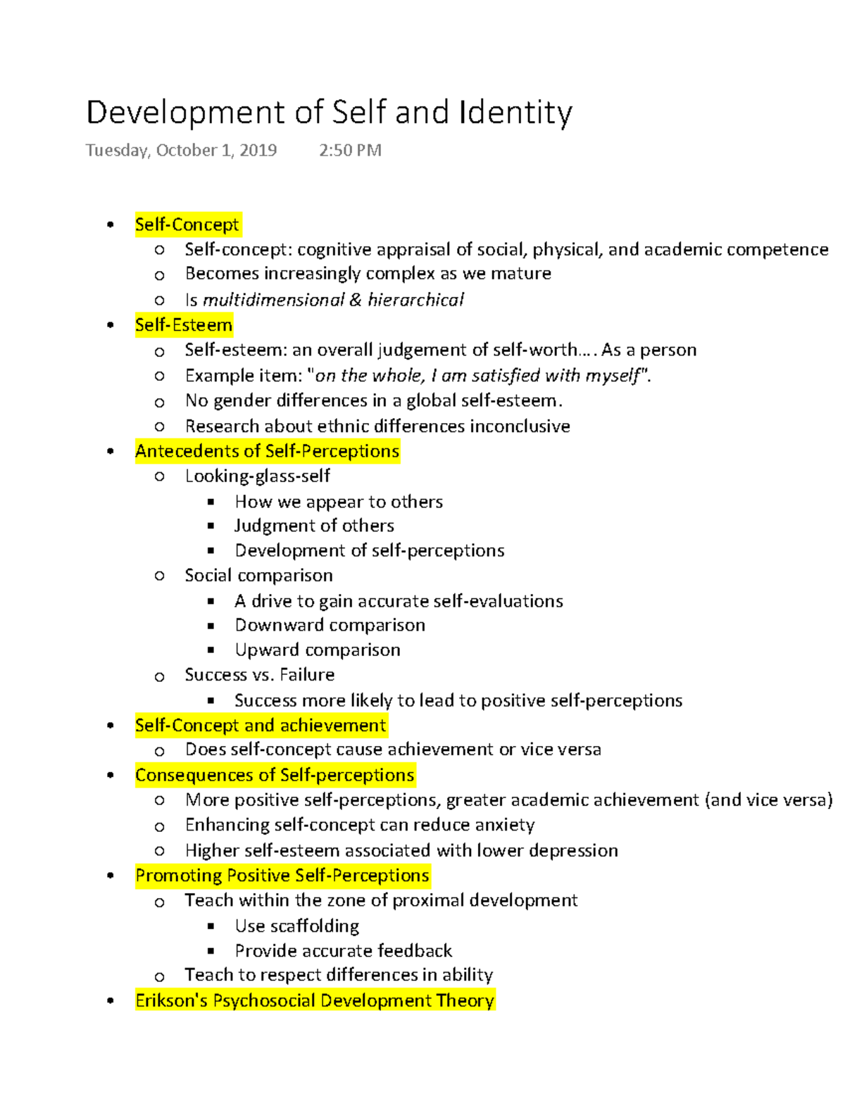 Development of Self and Identity- Educational Psychology - Warning: TT ...
