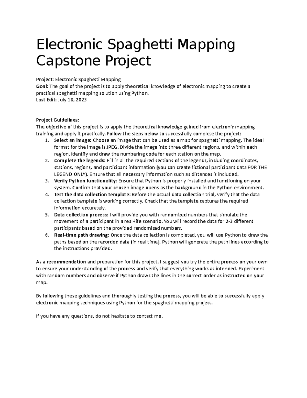 Cap Stone Project Guidelines - Electronic Spaghetti Mapping Capstone ...