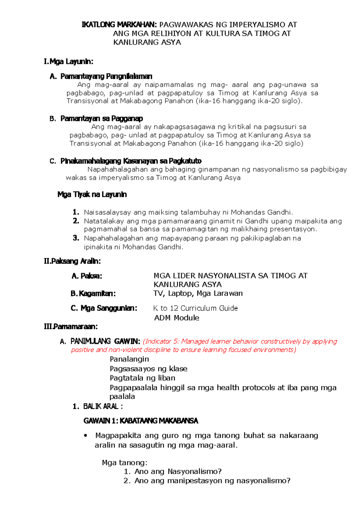 LP COT-1-2022-2023- lesson plan - IKATLONG MARKAHAN: PAGWAWAKAS NG ...