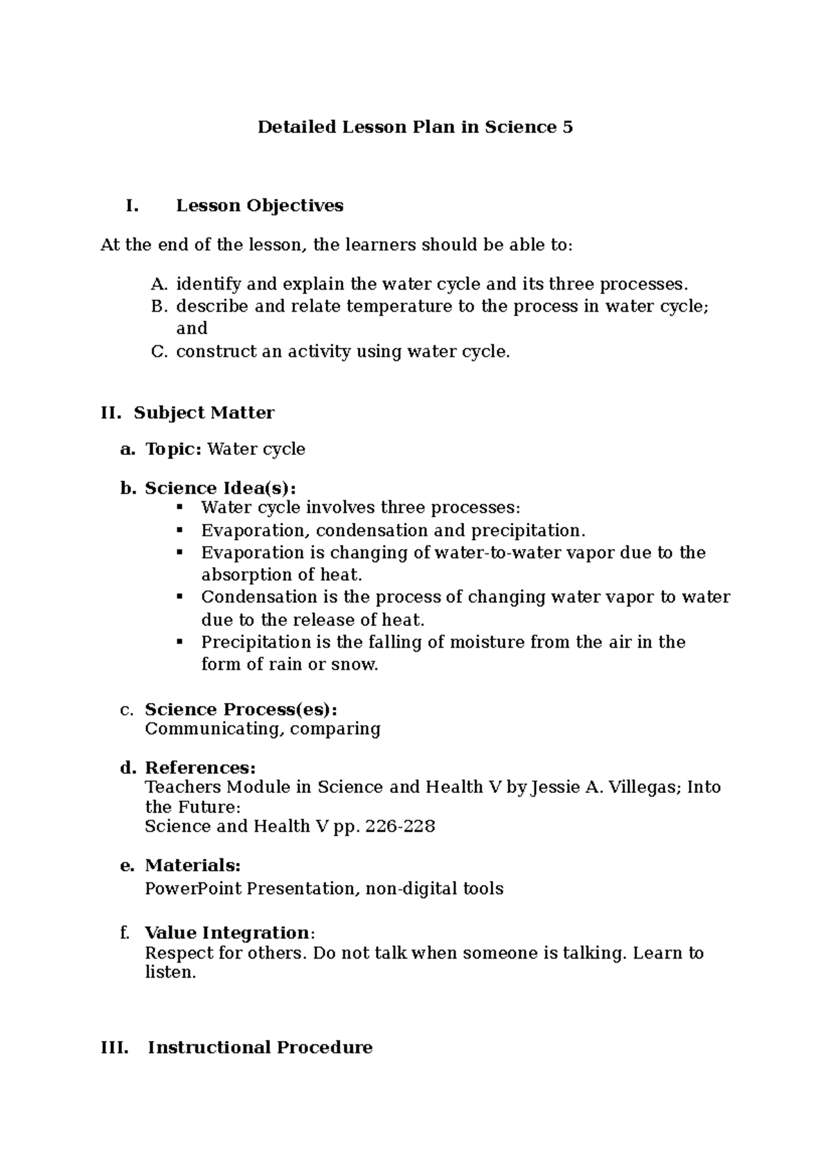 Exit Demo Lesson Plan - none - Detailed Lesson Plan in Science 5 I ...