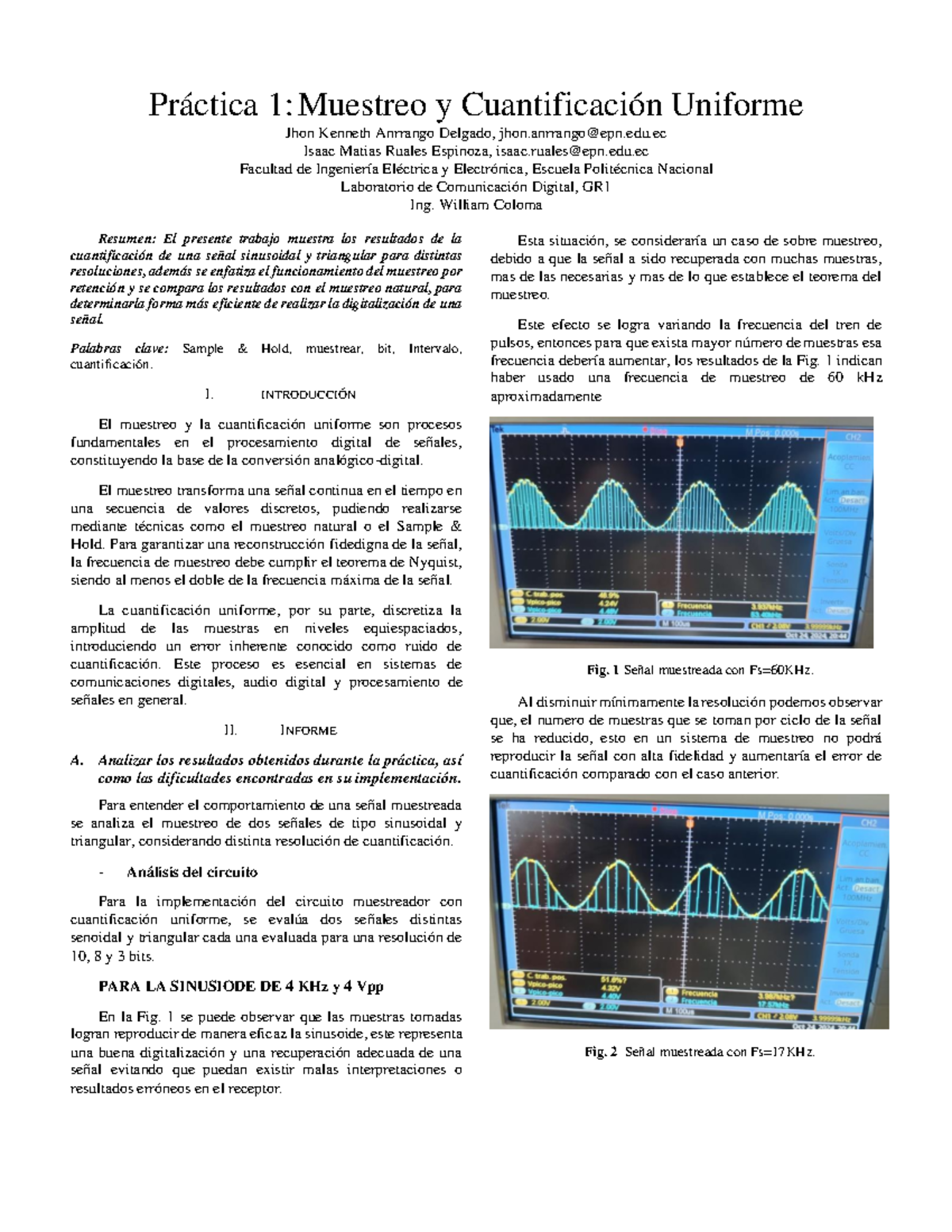 Informe P1 Comunicación - Práctica 1 : Muestreo y Cuantificación ...