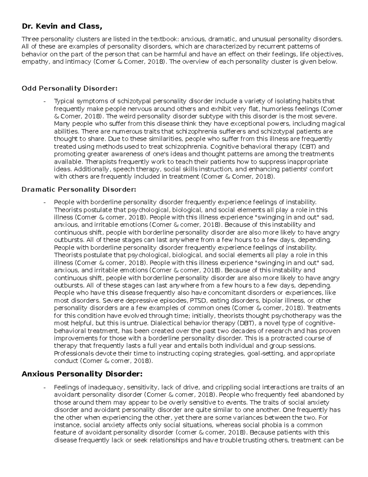 Topic 6 DQ 1 - discussion question - Dr. Kevin and Class, Three ...