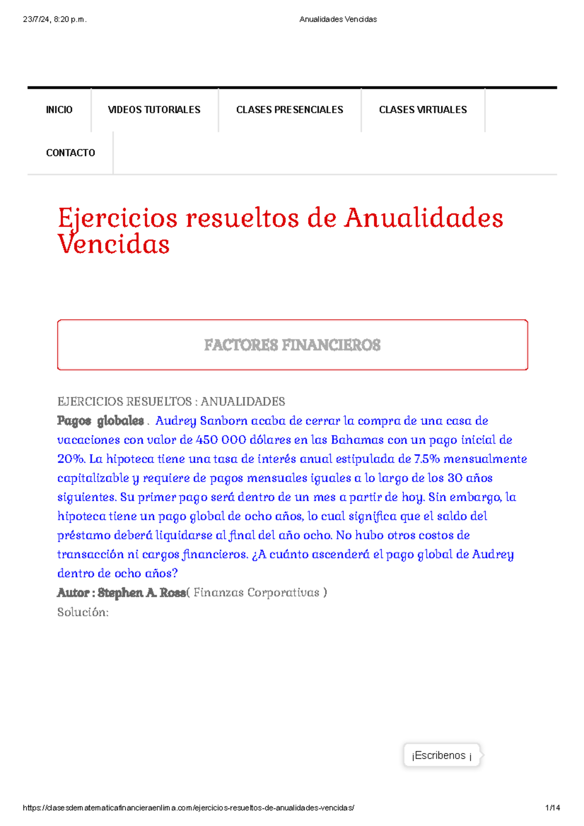 Anualidades Vencidas - .... - Ejercicios resueltos de Anualidades Vencidas FACTORES FINANCIEROS ...