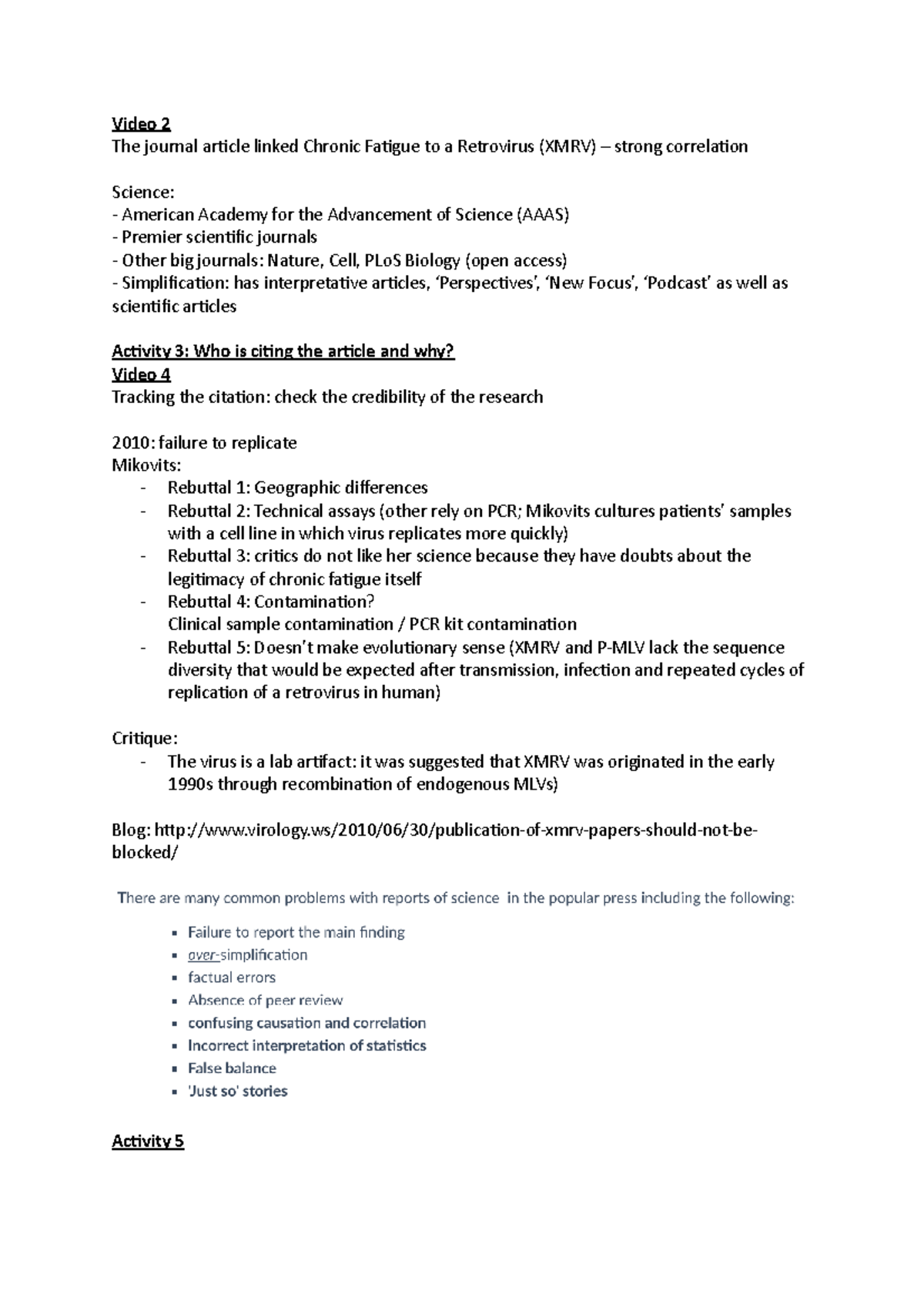 SCIE20001 2021 Semester 2 Science In The Media Summary - SCIE20001 ...