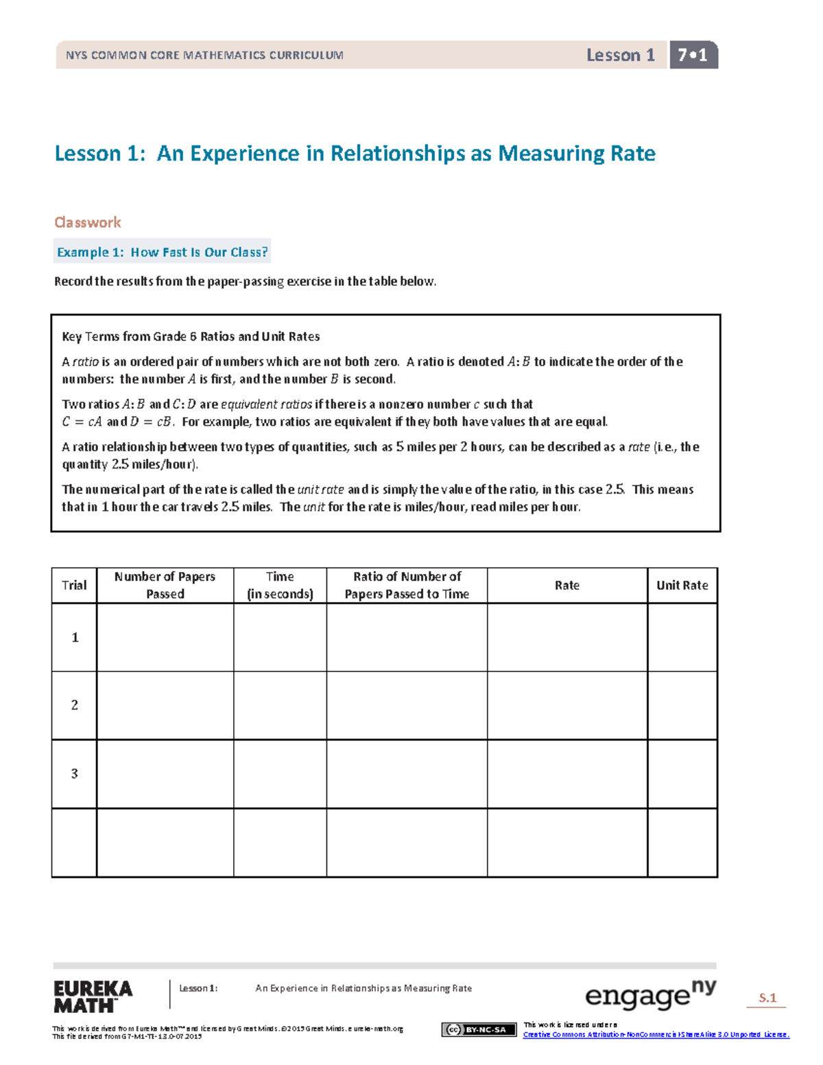 Math g7 m1 topic a lesson 1 student - NYS COMMON CORE MATHEMATICS ...