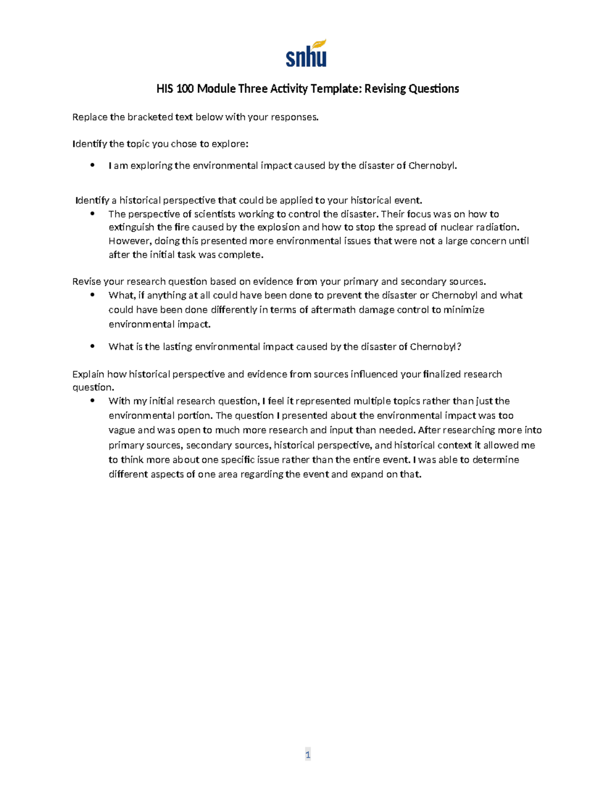 HIS 100 Module Three Activity Revising Questions - HIS 100 Module Three ...
