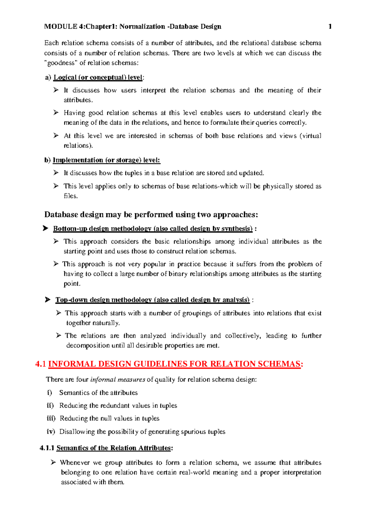Module 4 Database Design - Each relation schema consists of a number of ...