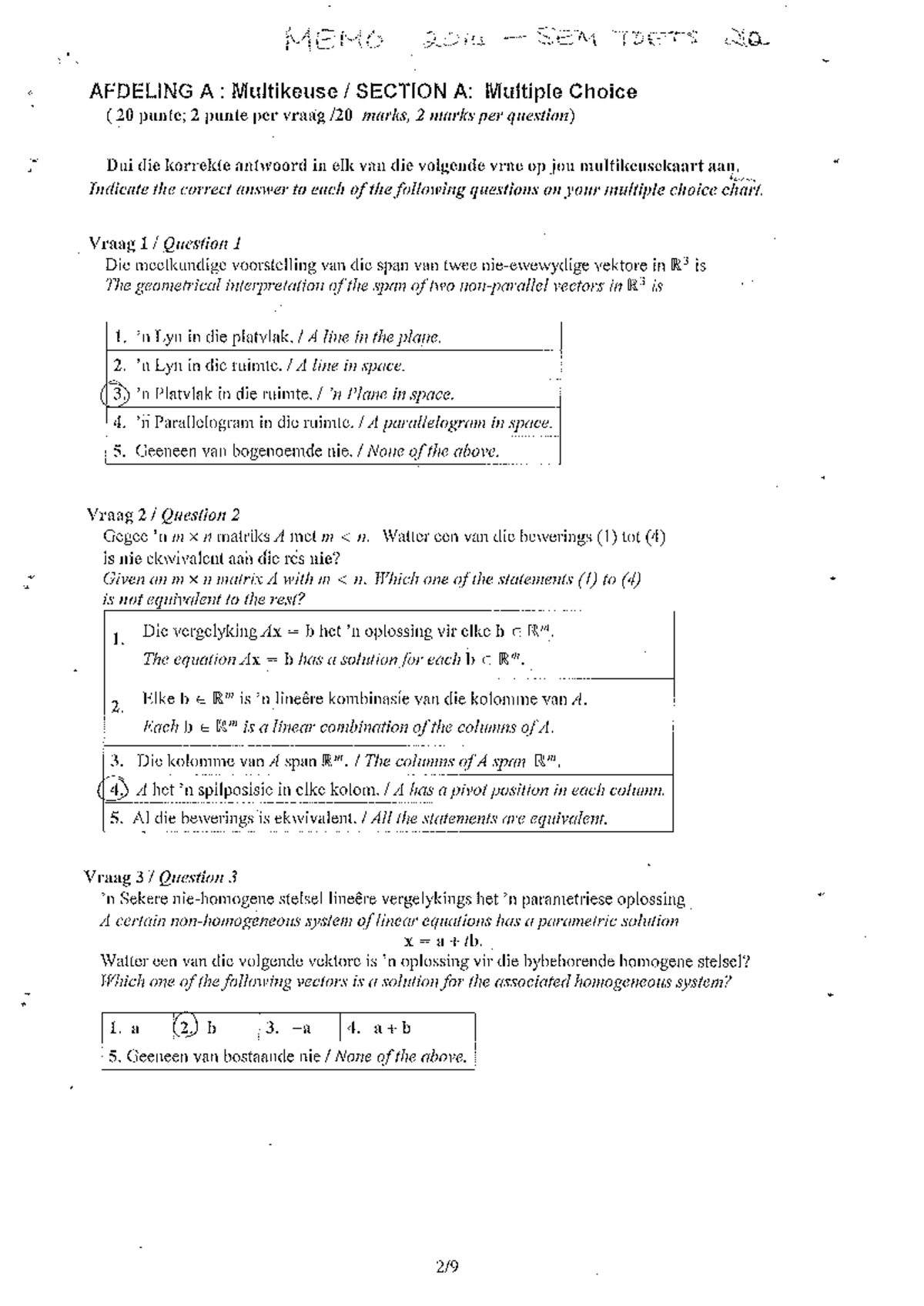 2014 Asseseringsweektoets Memo - MTHS212 - Studocu