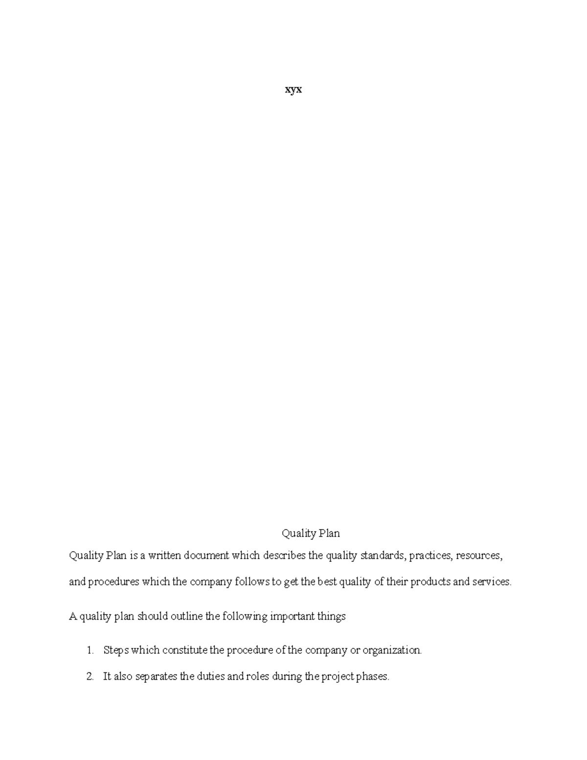 Document 5 - Copy - Copy - Scope Quality and Plan - xyx Quality Plan ...