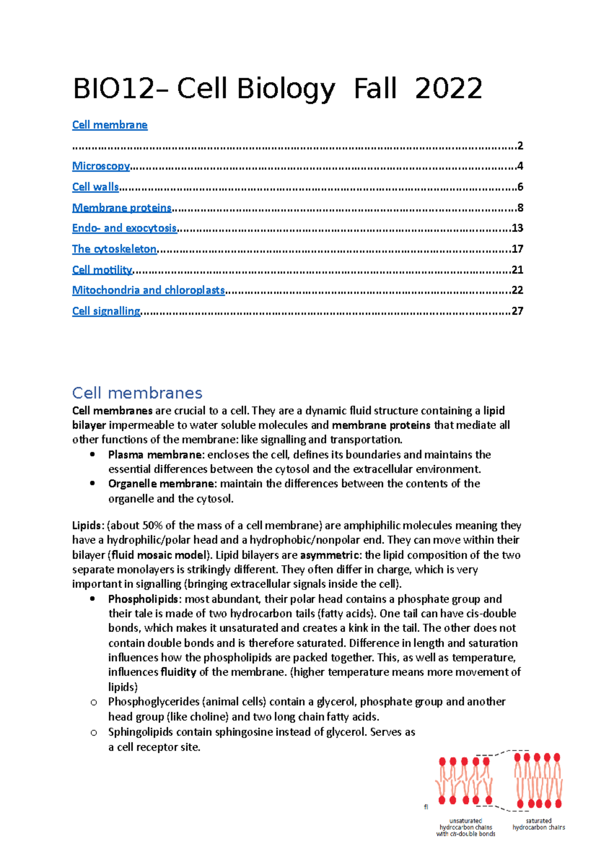 BIO12 – Cell Biology - - Studocu