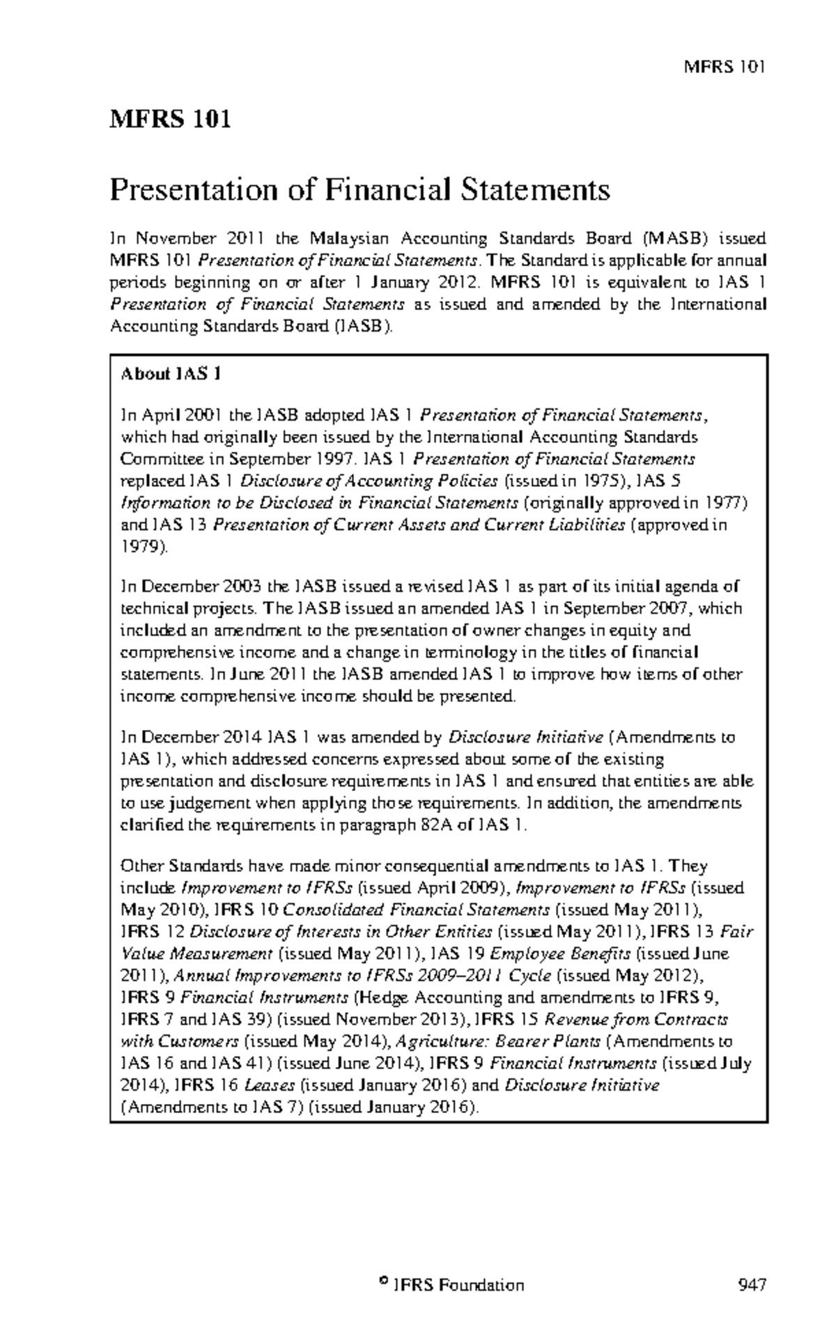 MFRS 101 - Full Standards - MFRS 101 Presentation of Financial ...
