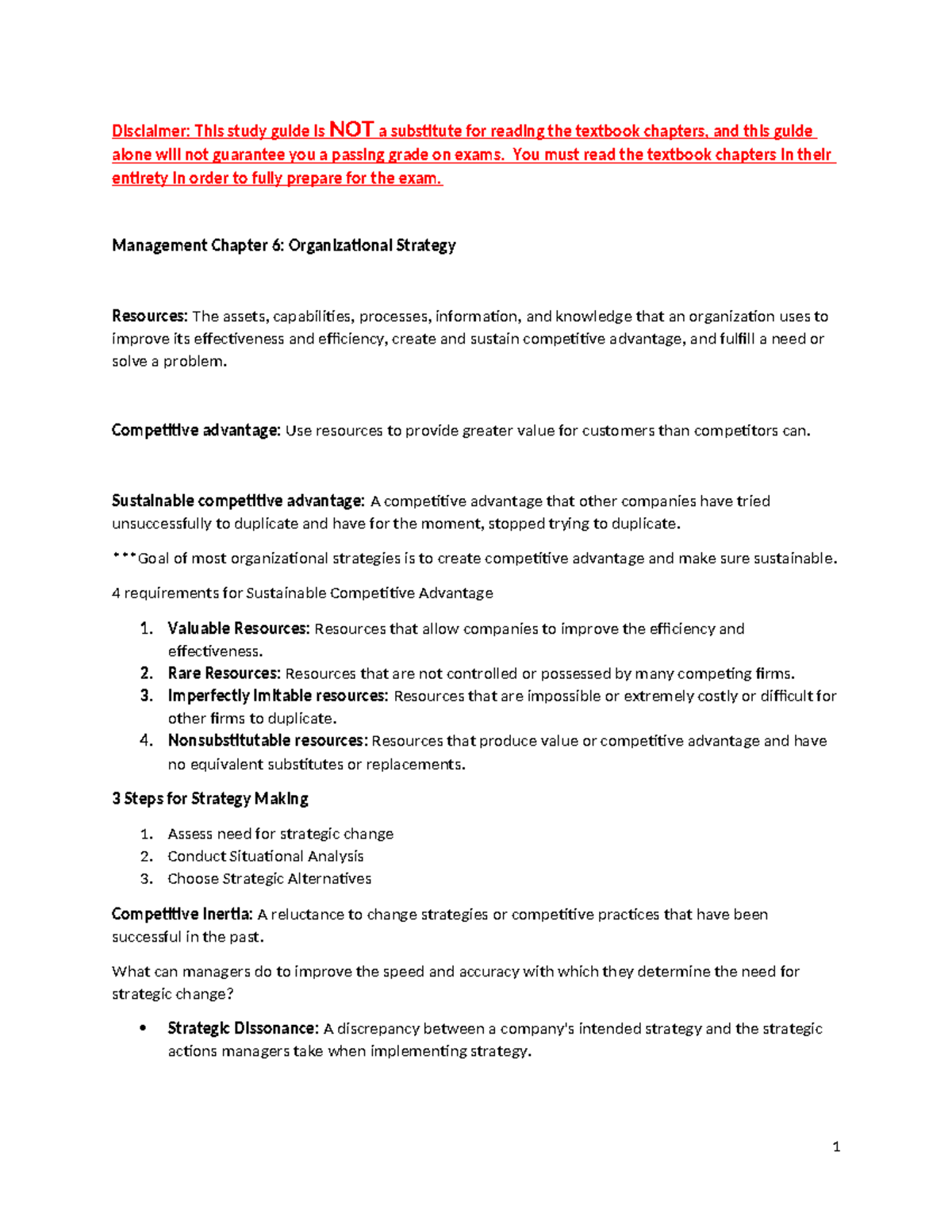 Chapter 6 Study Guide - Disclaimer: This study guide is NOT a ...