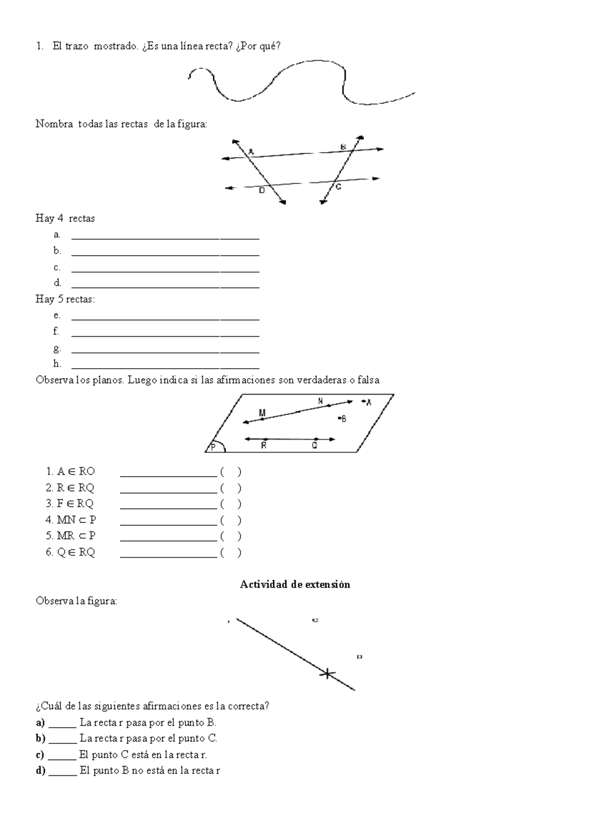 6° Grado 01 de abril M Ficha - El trazo mostrado. ¿Es una línea recta ...