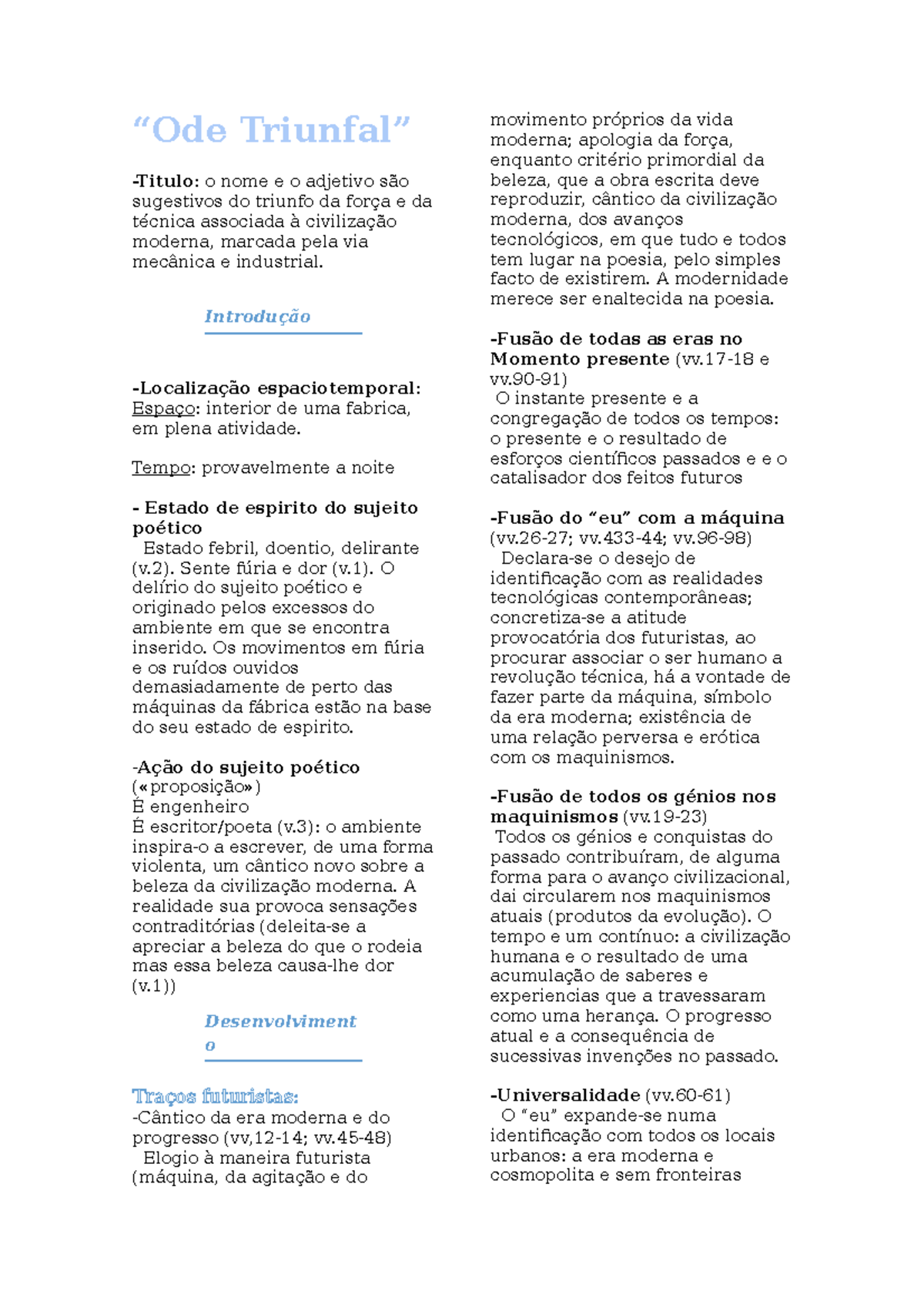 Ode Triunfal-analise - resumo sobre a ode triunfal - “Ode Triunfal” -Titulo: o nome e o adjetivo ...