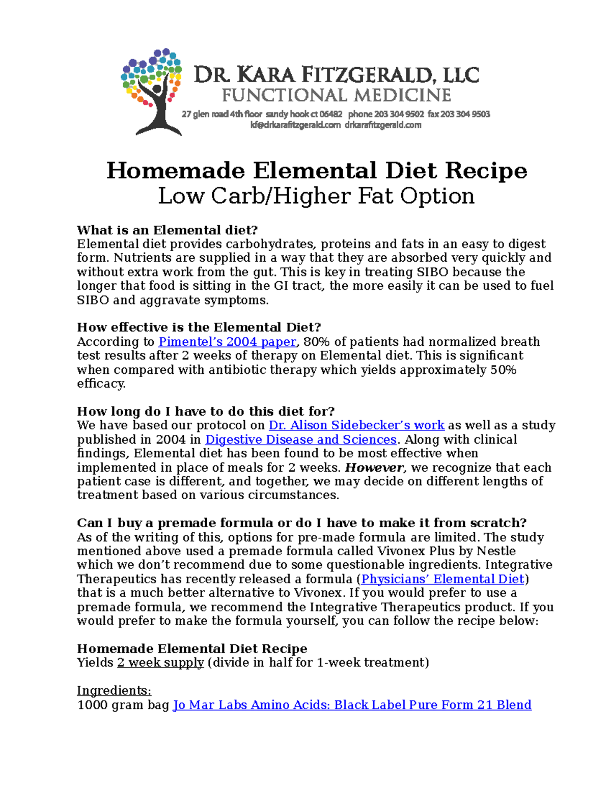 Homemade Elemental Diet Lower Carb 2017 - Homemade Elemental Diet ...