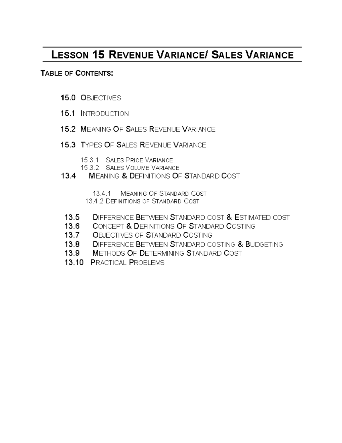 BBM201 L15NEW - LESSON 15 REVENUE VARIANCE/ SALES VARIANCE - LESSON 15 ...