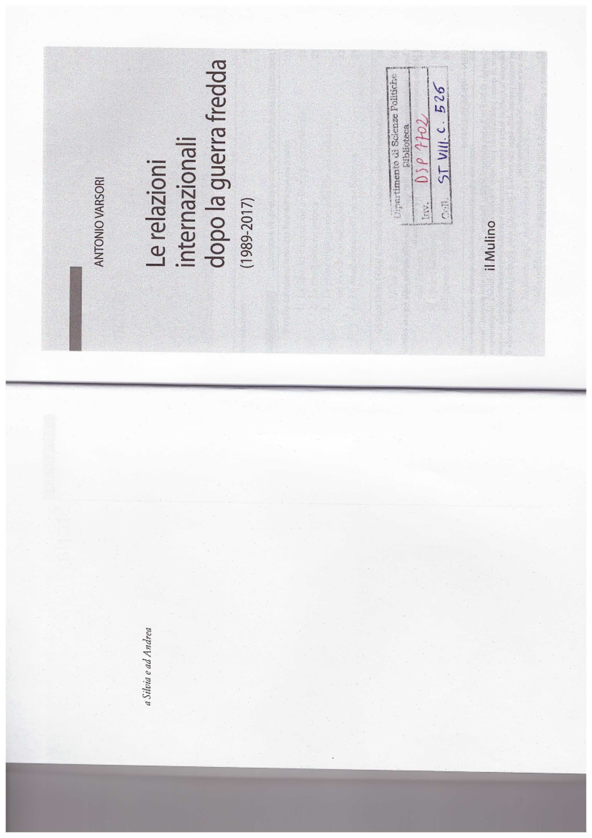 Varsori Le relazioni internazionali dopo la guerra fredda 1989-2017 - Storia Delle Relazioni ...