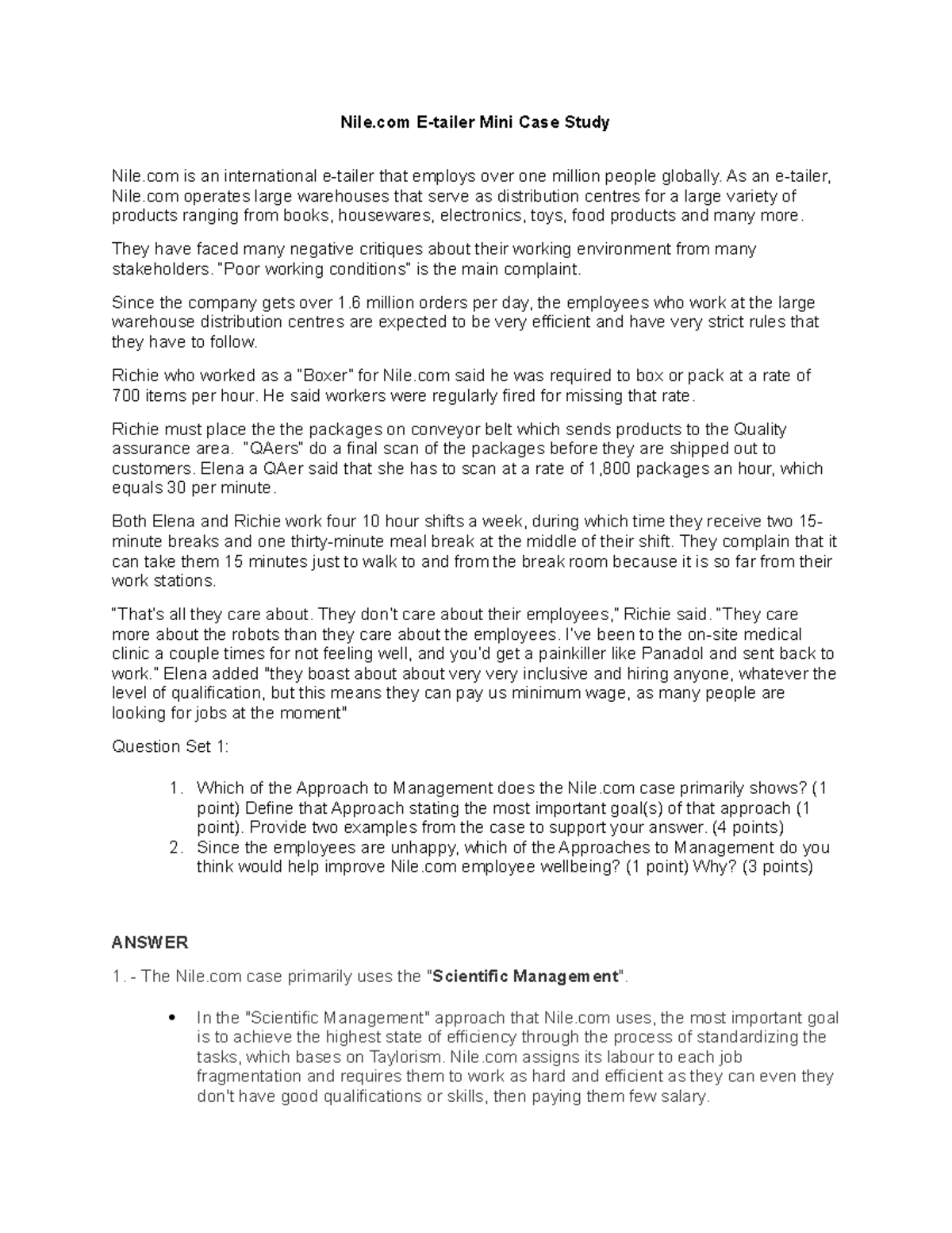 ITM asm 1 - Mini case study - Nile E-tailer Mini Case Study Nile is an ...