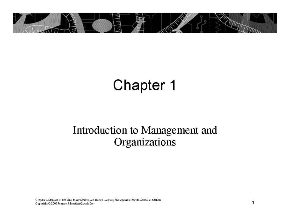 Introduction to Management and Organizations chapter 1 - Chapter 1 ...