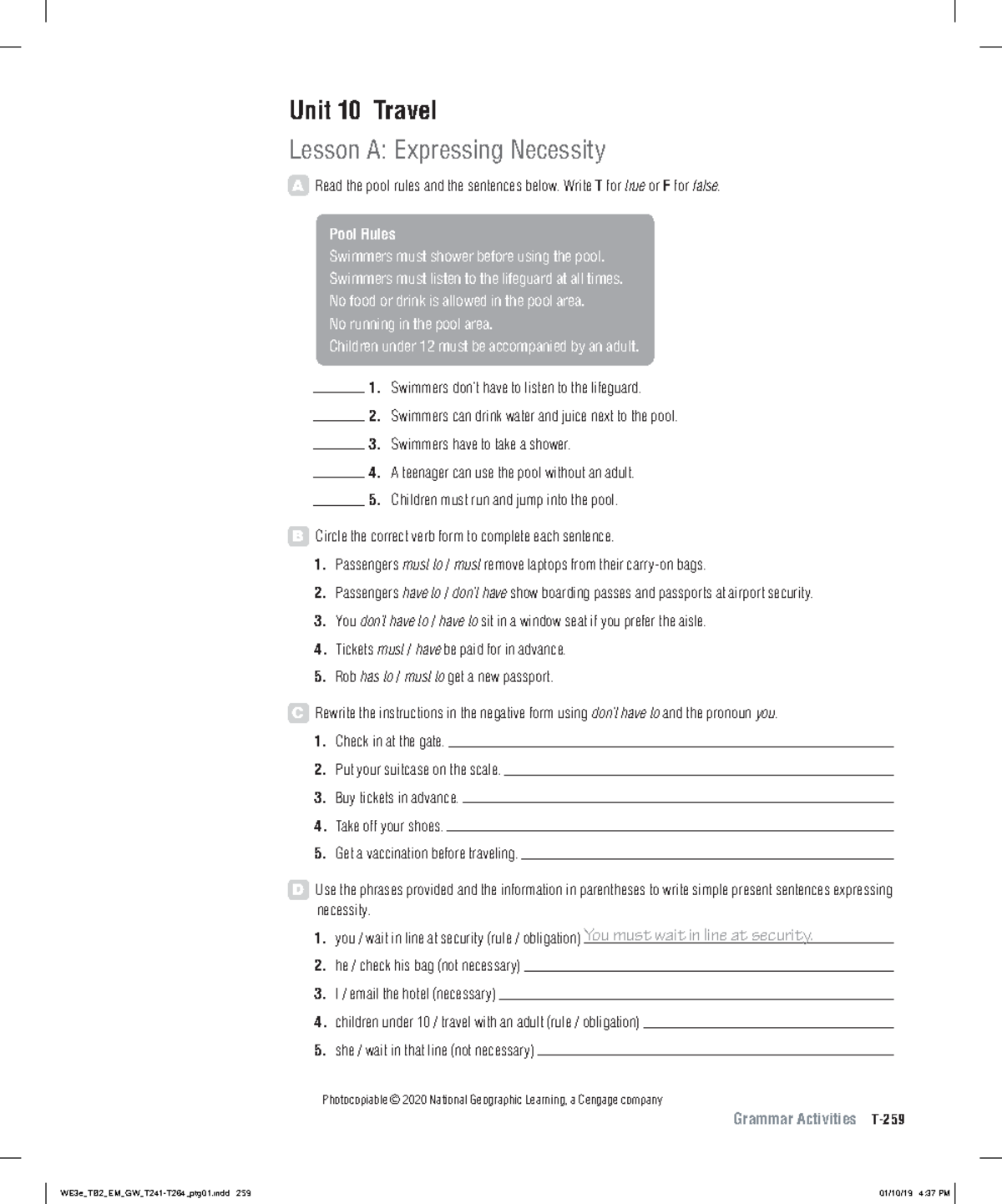 World english 3e level 2 grammar activities unit 10 lesson a - Grammar ...