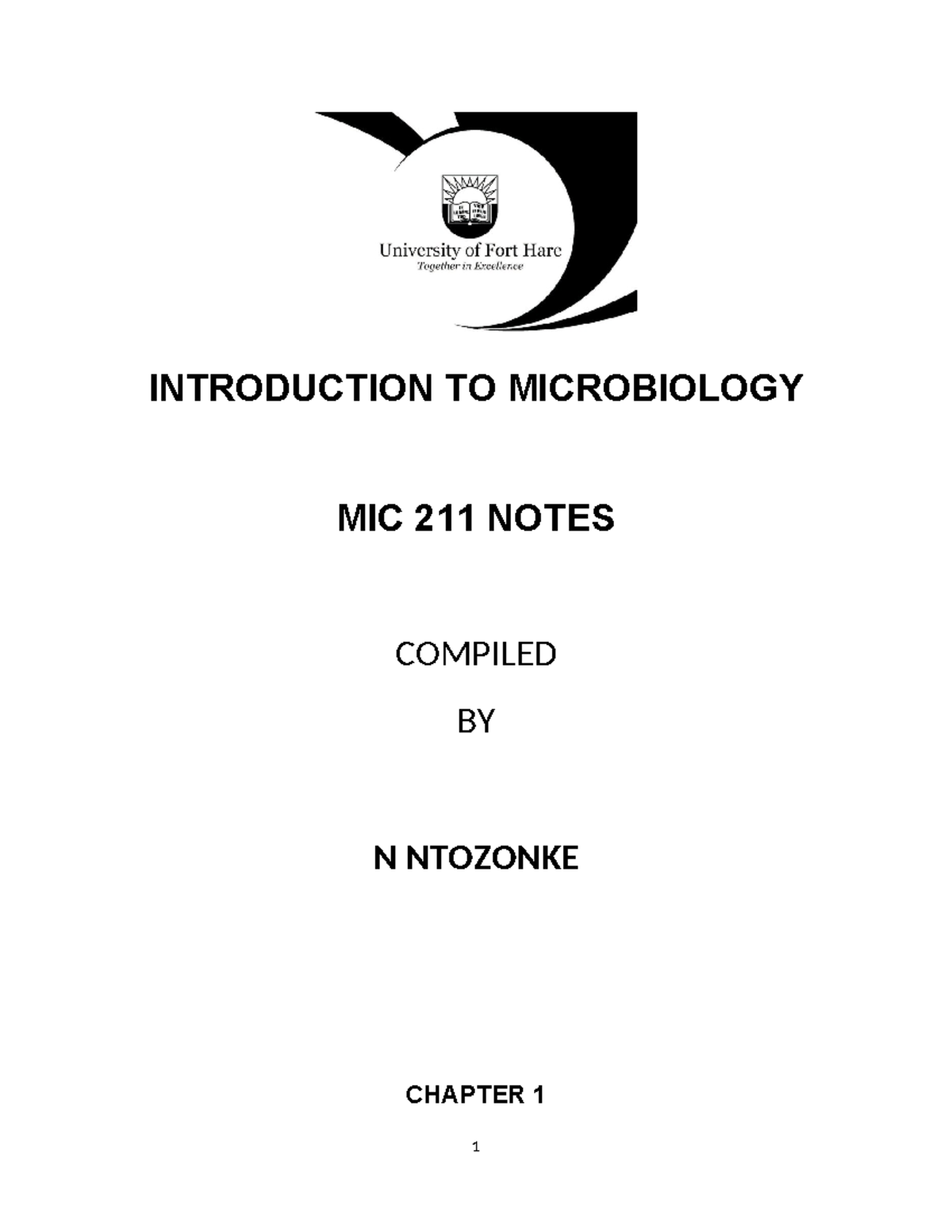 Introduction TO Microbiology lecture notes (1) - INTRODUCTION TO ...