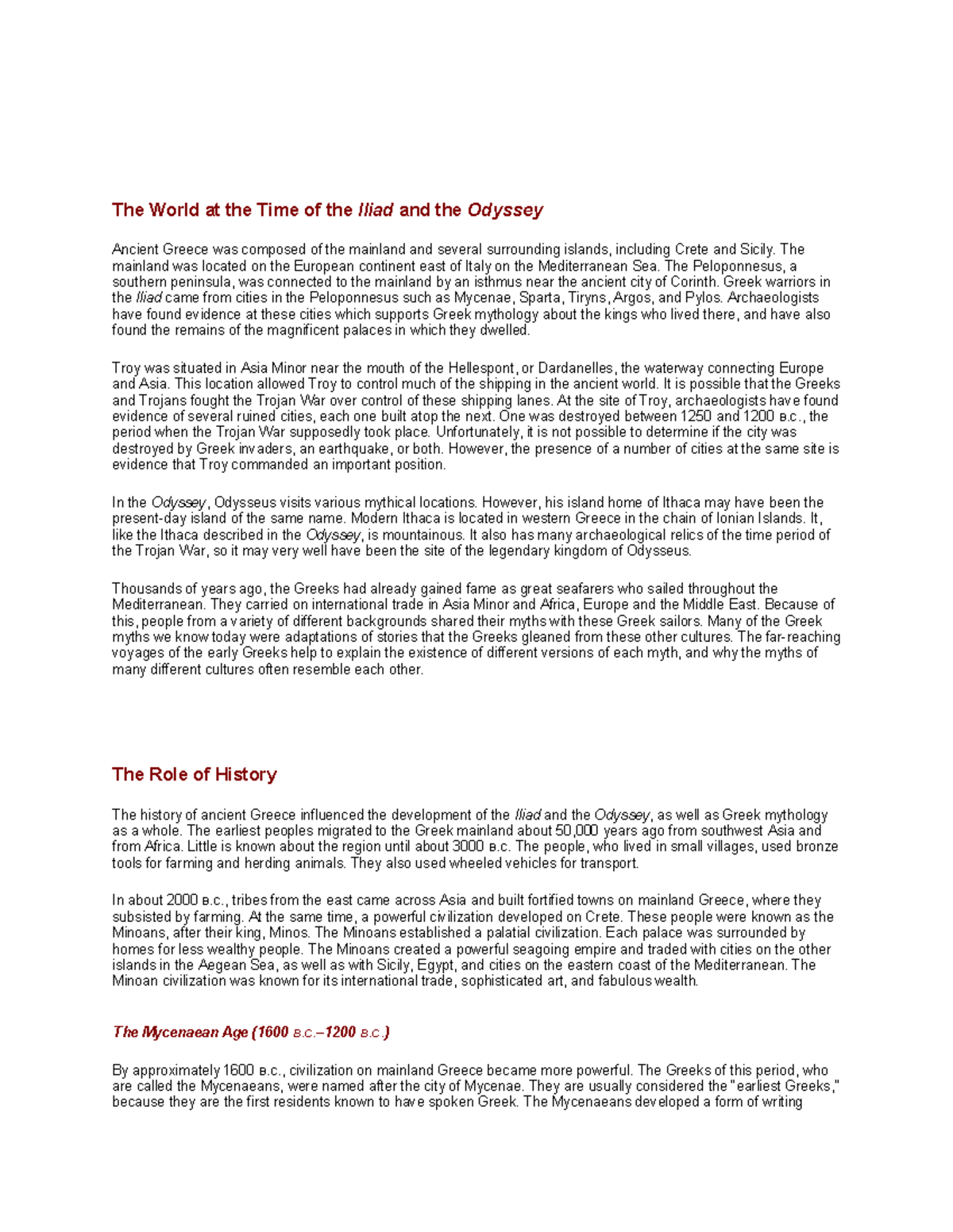 Homers-Illiad - Homers-Illiad - The World at the Time of the Iliad and ...