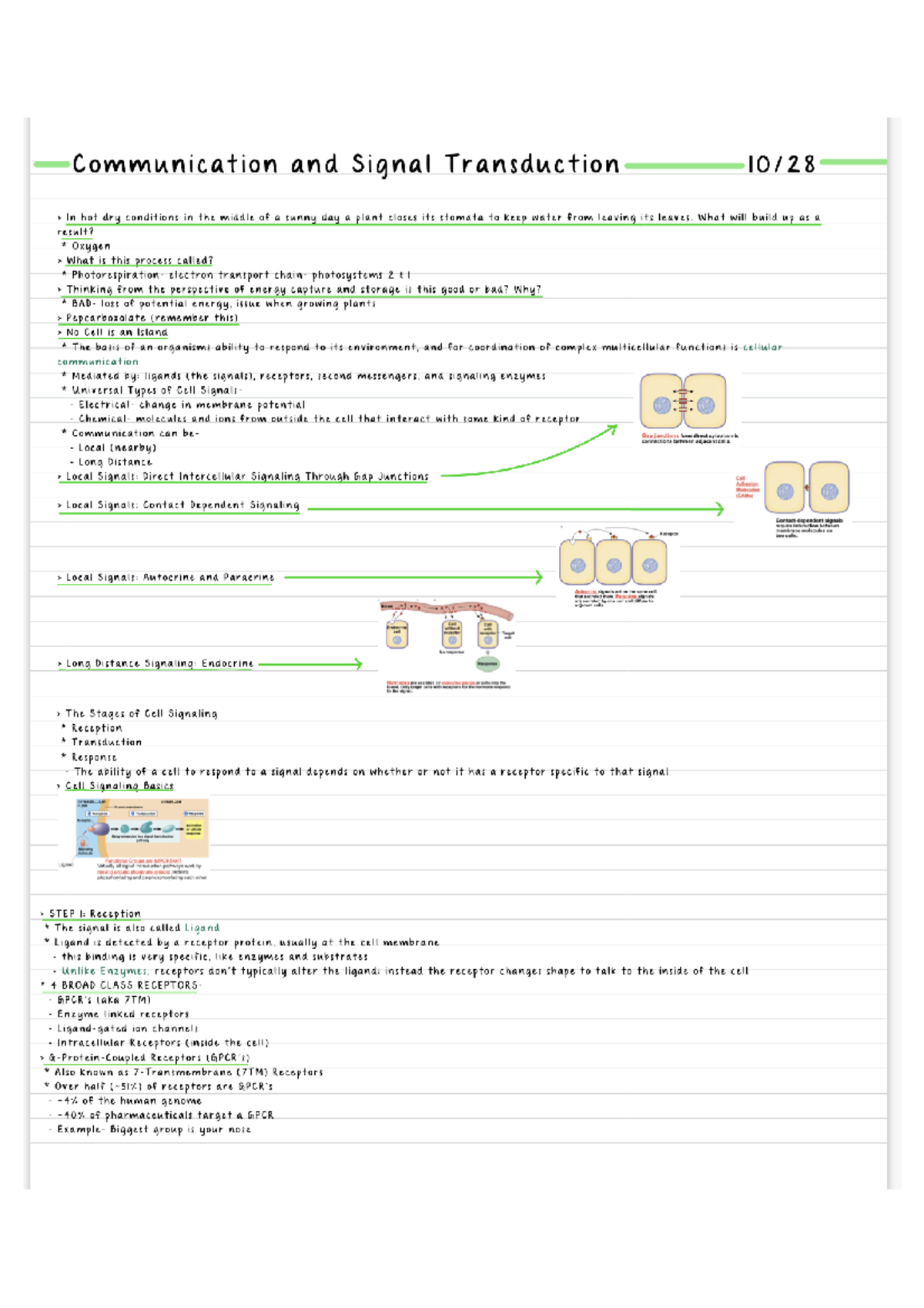 Communication and Signal Transduction Bio 110 - BIO 110 - Studocu