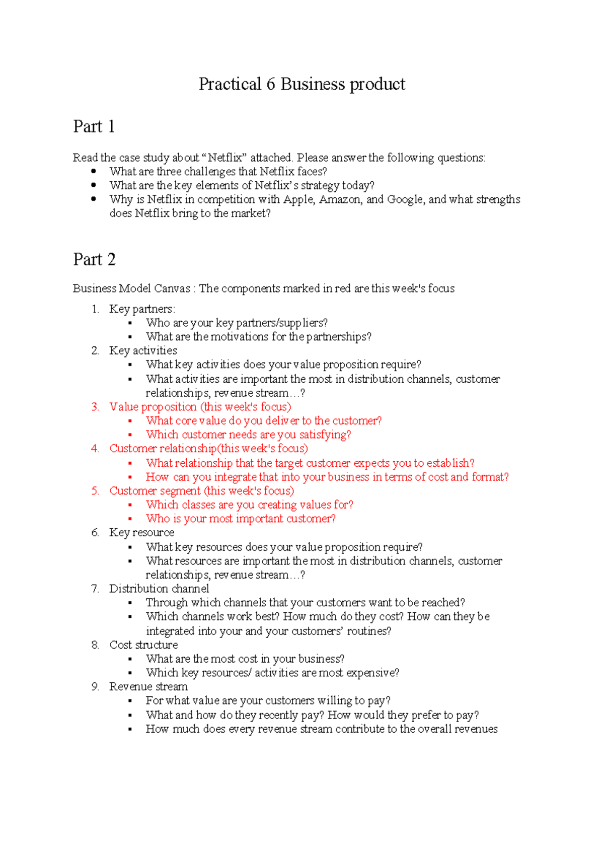 Practical 6 Business product - Practical 6 Business product Part 1 Read ...