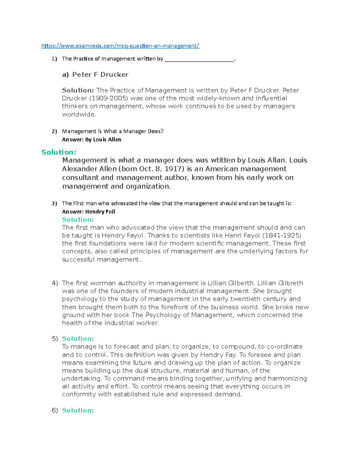 Management Mcqs - Lecture notes 1 - examveda/mcq-question-on-management ...
