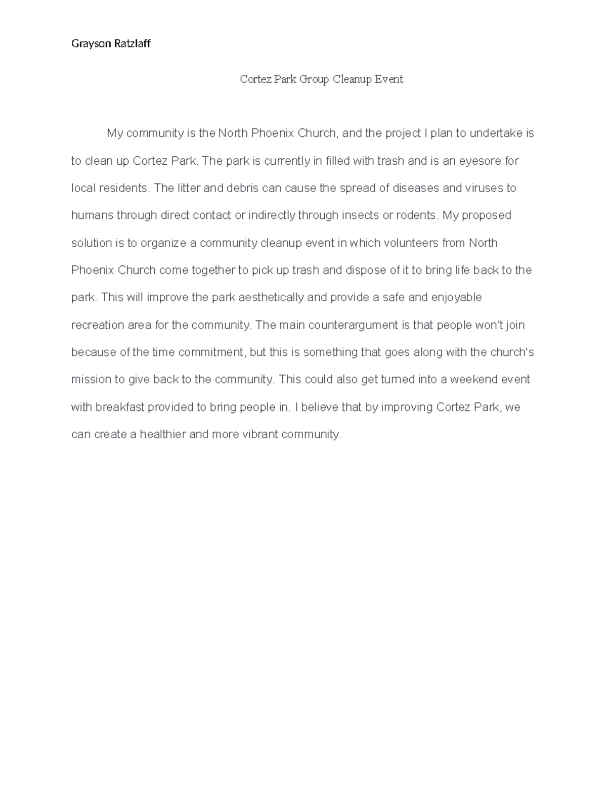 Cortez Park Group Cleanup Event - Grayson Ratzlaff Cortez Park Group ...