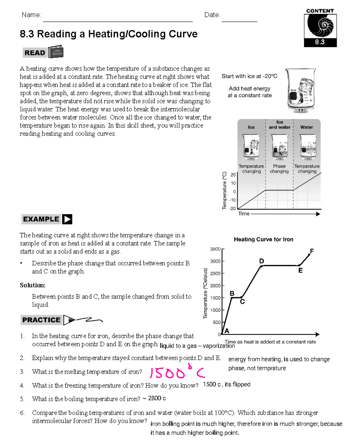 Abenezer Demissie - Copy of 8 3 reading a heating-cooling curve - Name ...