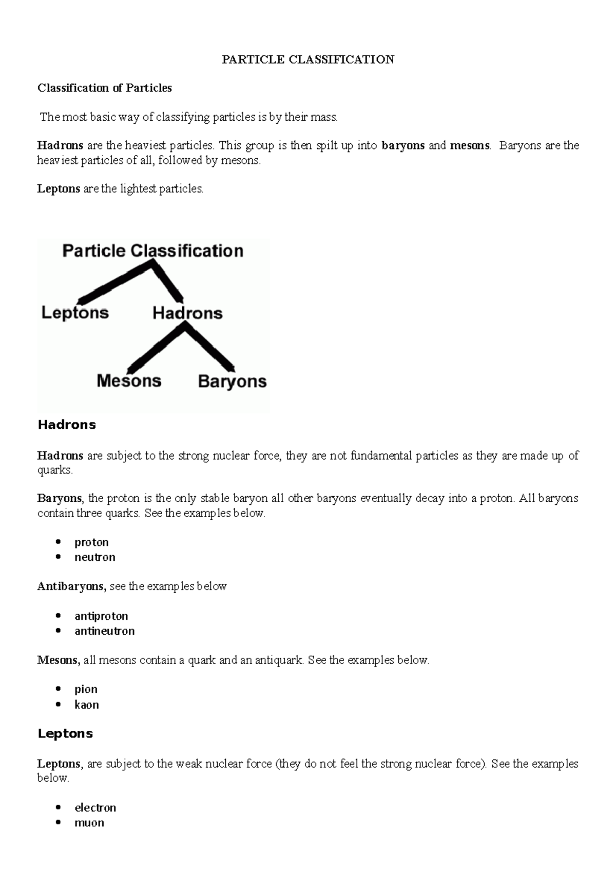 Particle Classification Particle Classification Classification Of