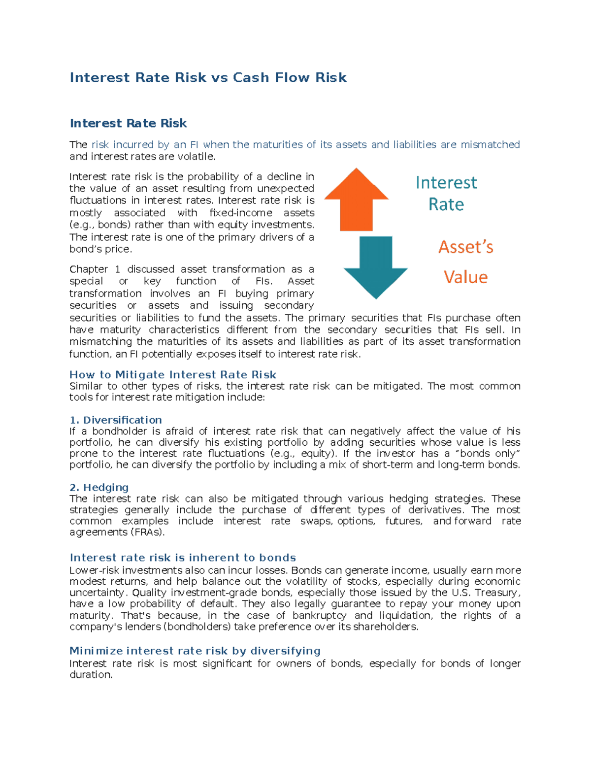 Interest Rate Risk vs Cash Flow Risk and Stock Market - Interest Rate ...