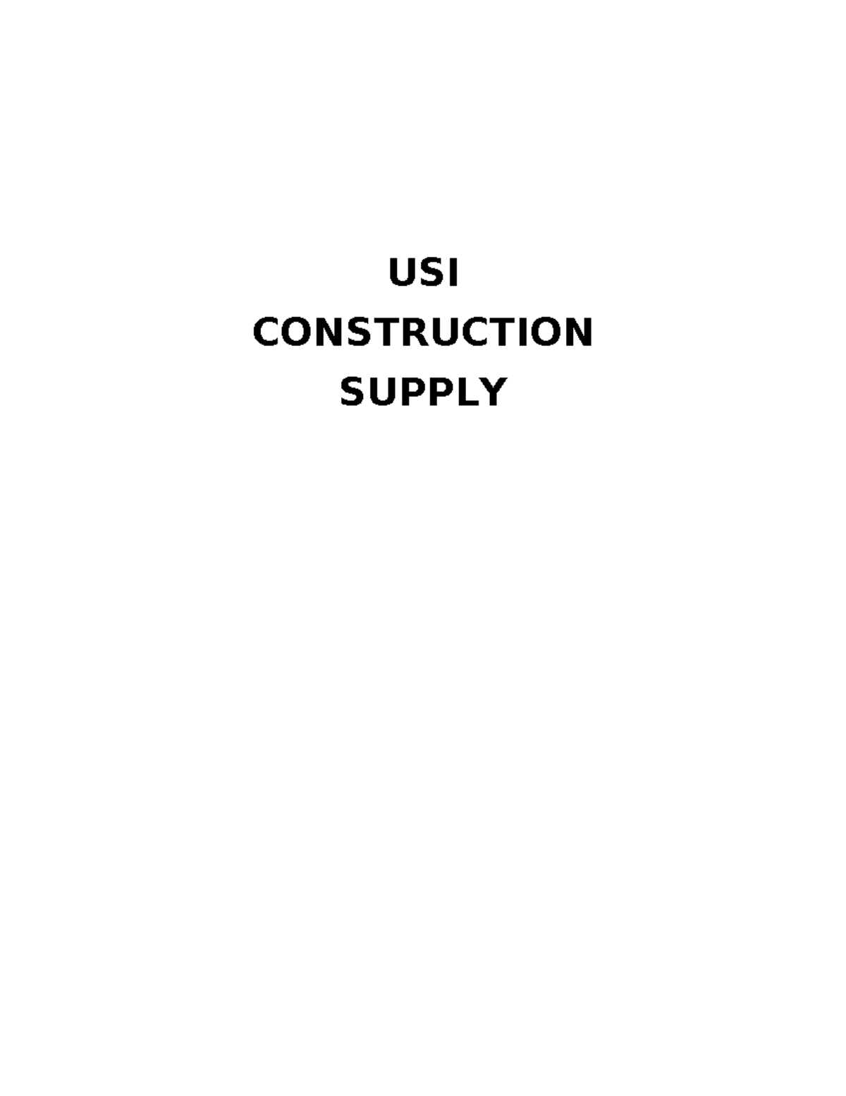 USI- Construction- Supply - USI CONSTRUCTION SUPPLY USI CONSTRUCTION SUPPLIES LET’S CONTRUCT A ...