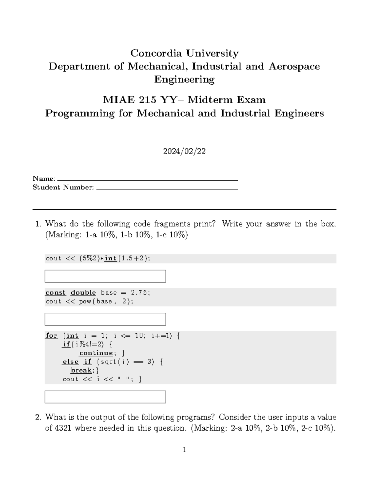 MIAE2152024 - Concordia University Department of Mechanical, Industrial ...