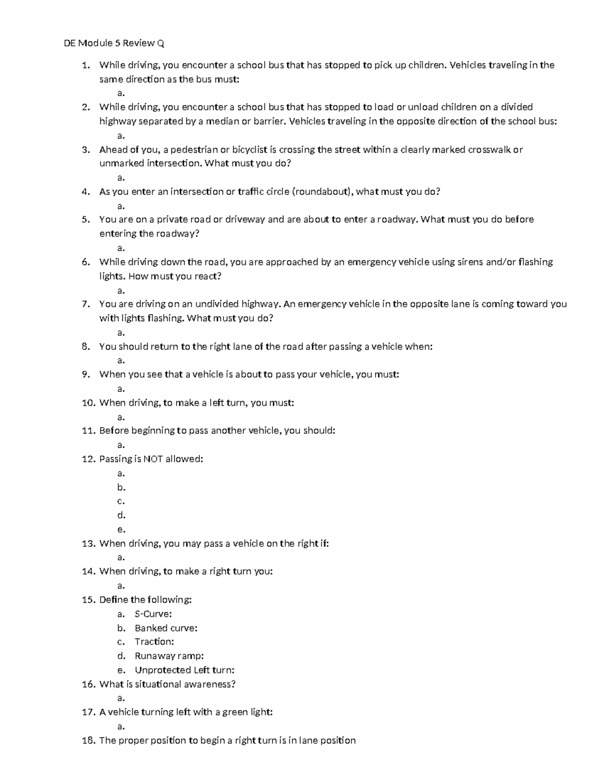 DE Module 5 Review Q - given work and answers - DE Module 5 Review Q 1 ...