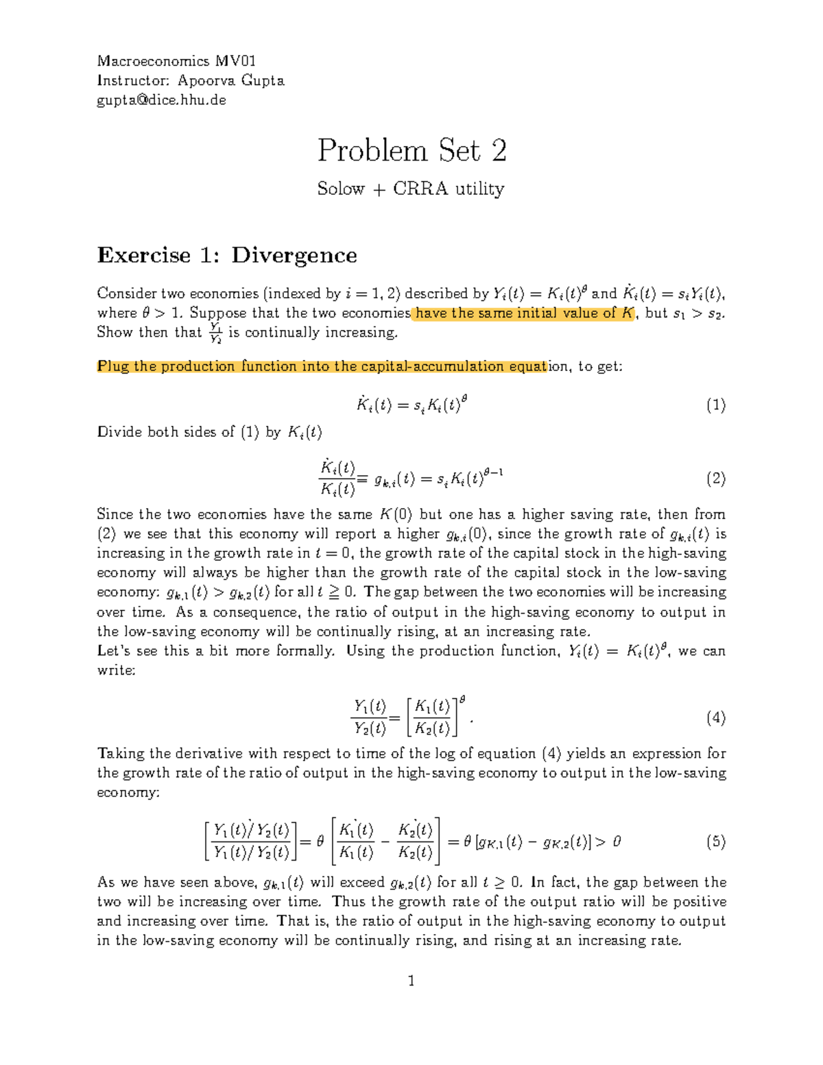 PS2 Solution - problems set - Macroeconomics MV Instructor: Apoorva Gupta gupta@dice.hhu Problem ...