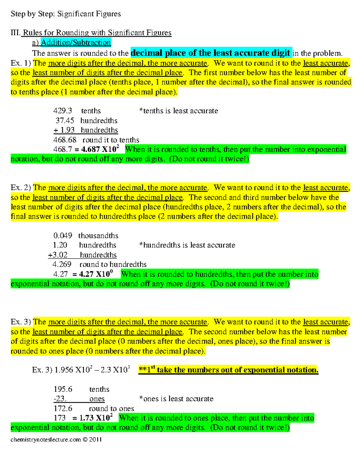significant figures - Step by Step: Significant Figures III. Rules for ...