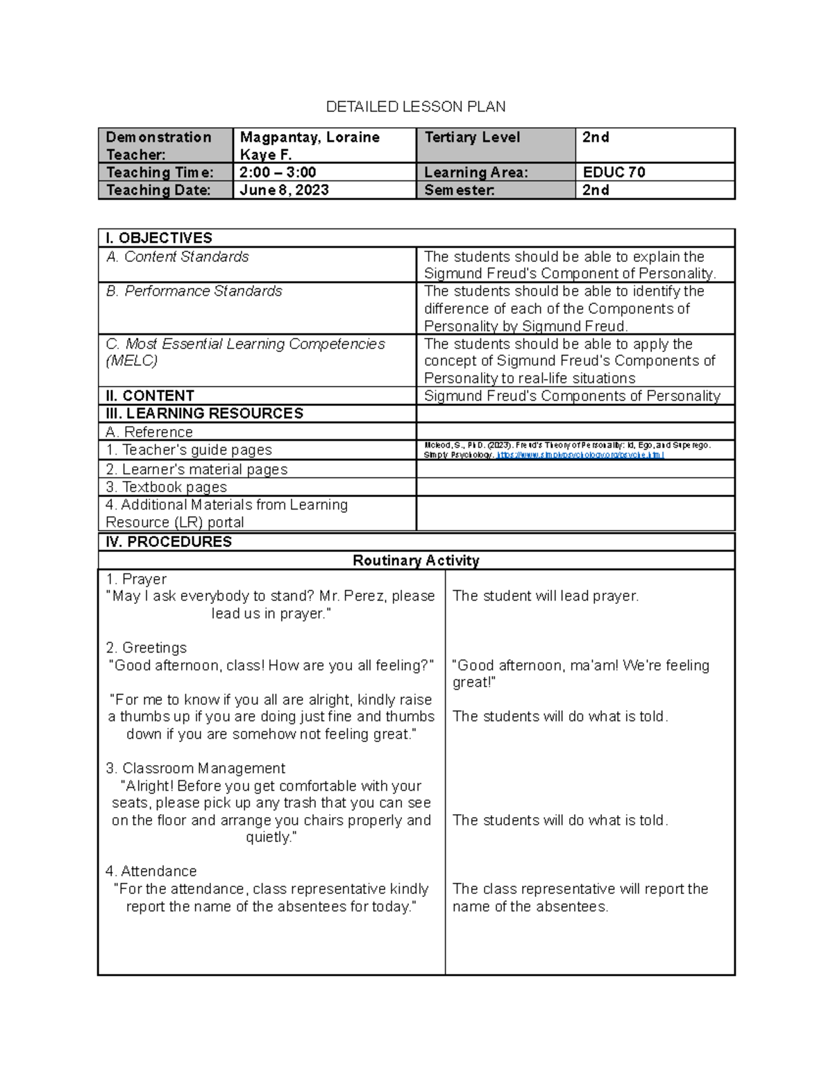Detailed- Lesson-PLAN Final 3 - DETAILED LESSON PLAN Demonstration ...