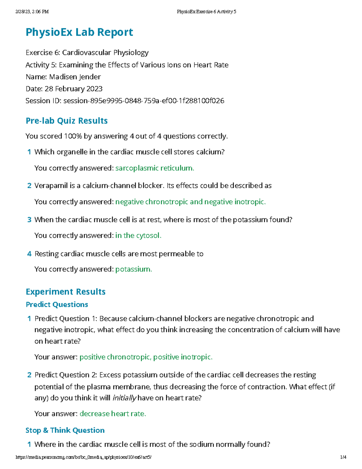 Physio Ex Exercise 6 Activity 5 - PhysioEx Lab Report Exercise 6 ...