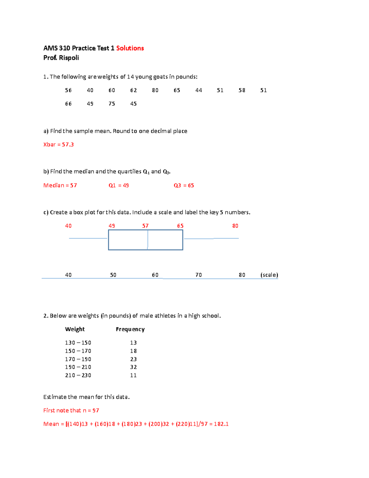 AMS 310 Practice Test 1 Solutions - AMS 310 Practice Test 1 Solutions ...