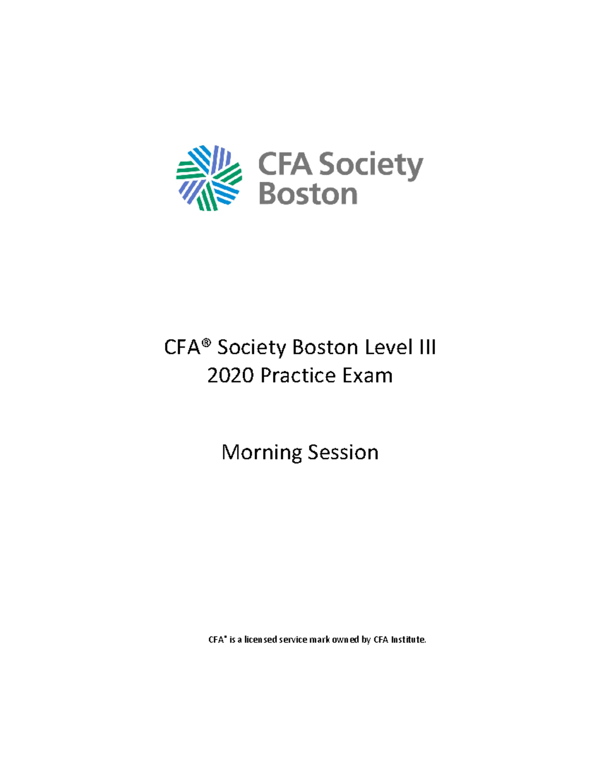 2020 Mock Exam - LIII - CFA paper - CFA® Society Boston Level III 2020 ...