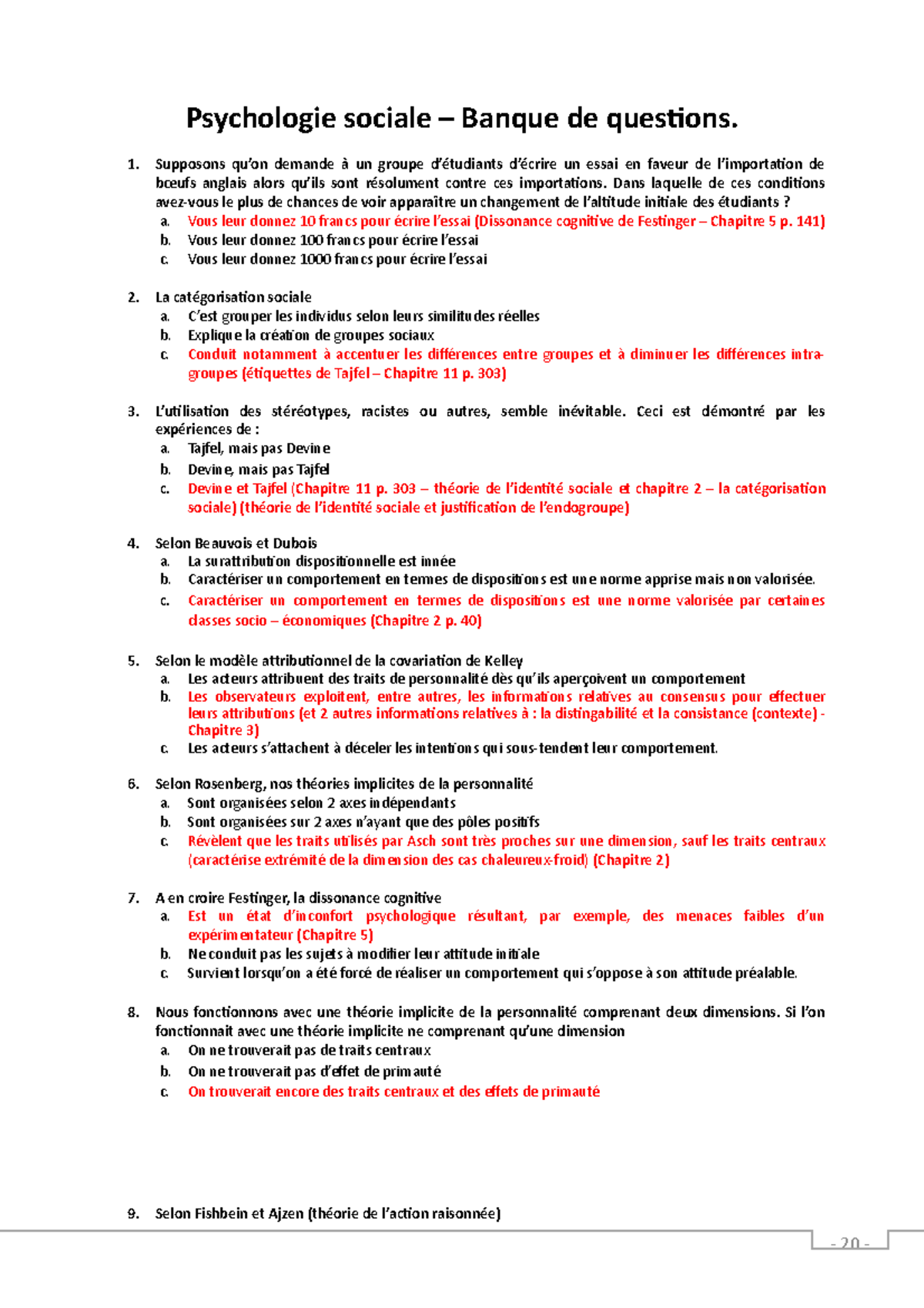 Banque de questions (jusque 2018 ) - Psychologie sociale – Banque de ...