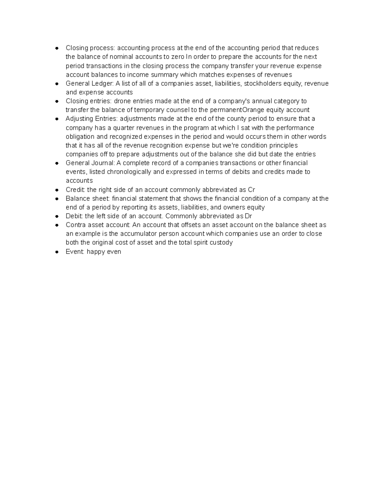 Chapter 1 Notes part 2 - Closing process: accounting process at the end ...