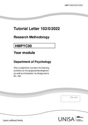 HMPYC80 2021 TL 201 0 B - This is a tutorial letter for research ...