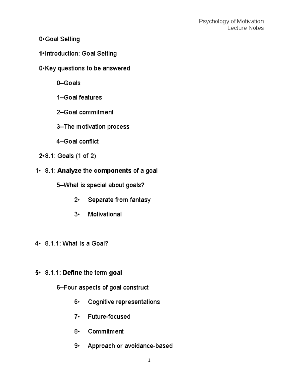 2021-Psychology of Motivation-Lecture-Notes-Goal-Setting-8A - 0•Goal ...