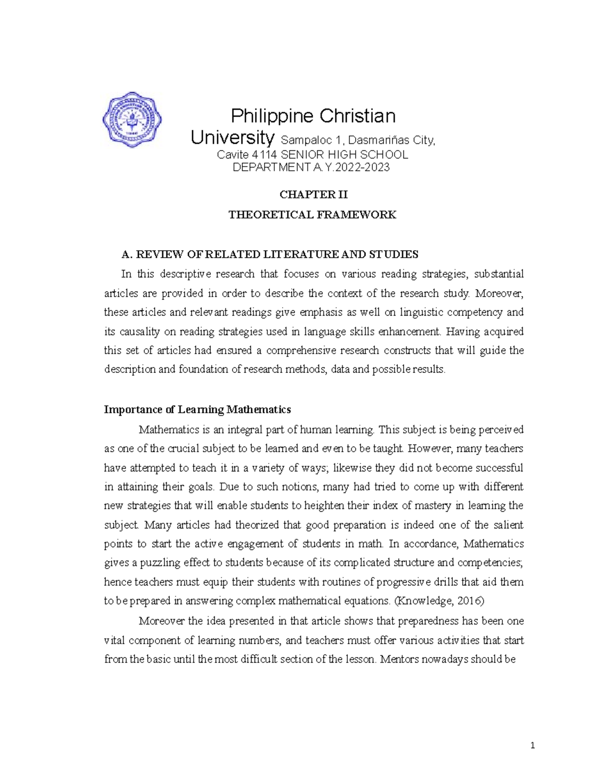 Format for 22 23 Chapter 2 and Chapter 3 Theoretical Framework and ...