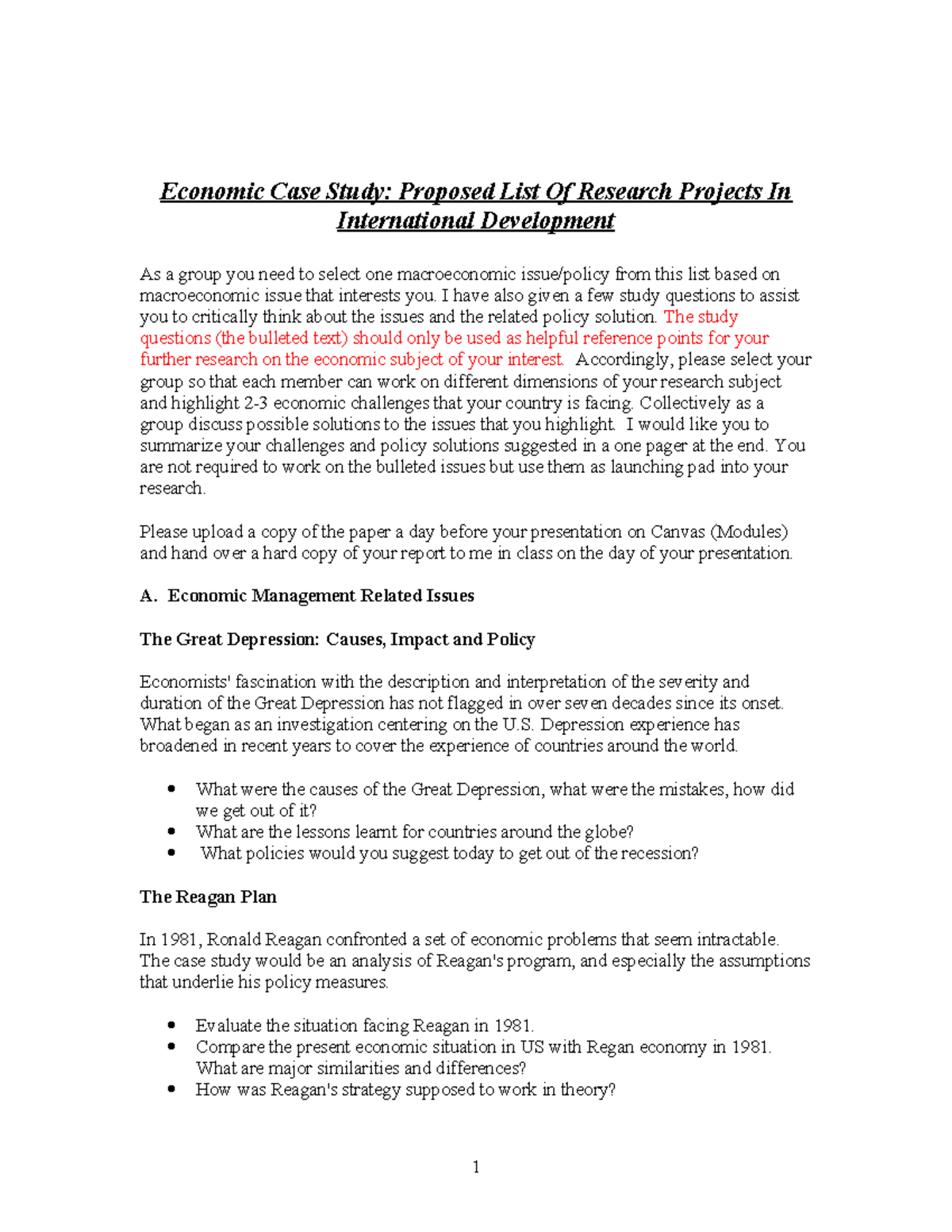 Economic Case Study-Research Topics (R - NVCC) - Economic Case Study ...
